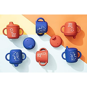 BAYBEE Silicone Sippy Cup with Handles & Spout Lid | Toddler Training & Transition Cup | Kids Feeding Straw Cup | No Spill Leak Proof Cups for Baby Infant Child | 5 Oz | 6 Months +