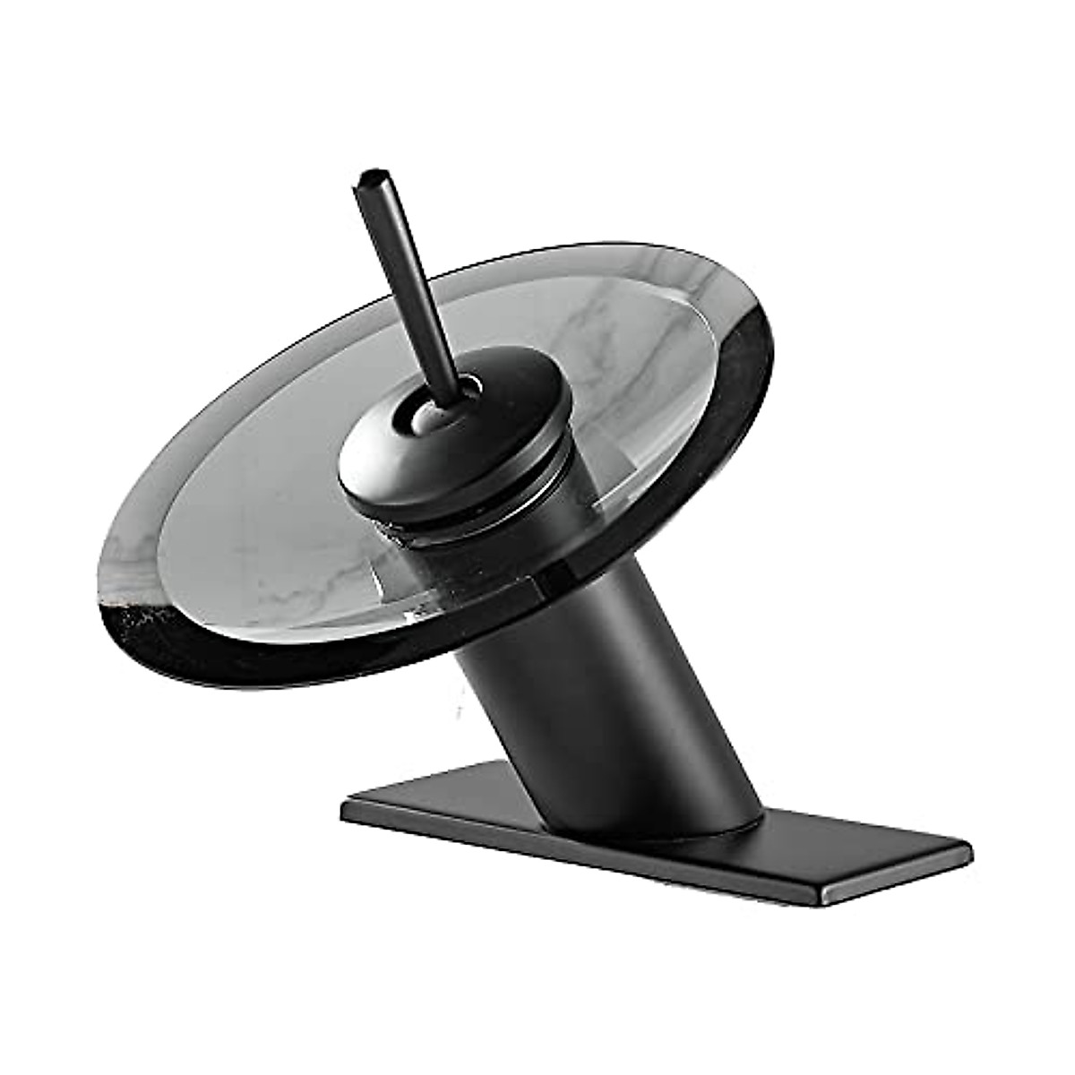 Bathroom Faucet Black Glass Waterfall Spout Single Handle 360° Swivel Solid Brass Bath Basin Lavatory Sink Vanity Faucet One or 3 Hole Commercial with Deck Plate