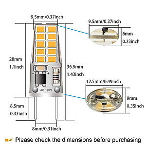 Lacnooe G8 LED Bulb 3W Equivalent to T4 JCD Bi-Pin G8 Base Halogen Bulb 20W-25W Dimmable G8 Light Bulb 120V Warm White 2700K-3000K for Puck Light, Under Cabinet Light, Under Counter Light (6 Pack)