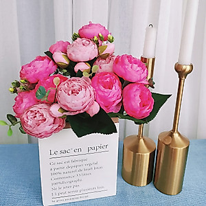 BOMJJOR 3 Pack Peonies Artificial Flowers Silk Peony Arrangement Bouquet for Wedding Centerpiece Garden Party Home Decor Vlog Fake Peonies Pink