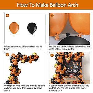 HYOWCHI Basketball Party Decorations - 132 Pcs Basketball Party Supplies Balloon Garland Arch Kit, Black Orange Latex Balloon Arch For Sports Basketball Baby Shower Birthday Party Decorations