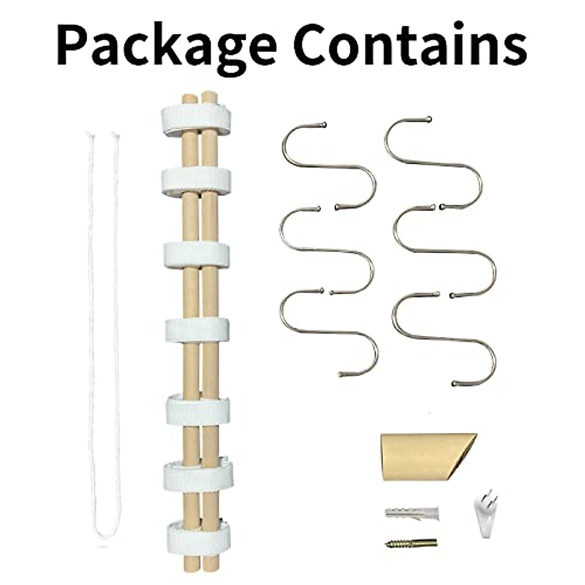 Danightime 48.5" X 16.5" Bow Holder for Baby w/7 Cotton Ribbons, 6 Metal Hooks , 1 Seamless Hook & 1 Wooden Wall Hook, Hair Bow Organizer for Girls, White