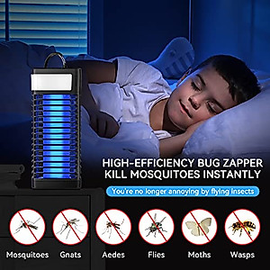 Bug Zapper, Bug Zapper Indoor, Outdoor, Mosquito Zapper, Mosquito Trap, Fly Zapper, Cordless Killer for Home Garden and Patio Use （Black）