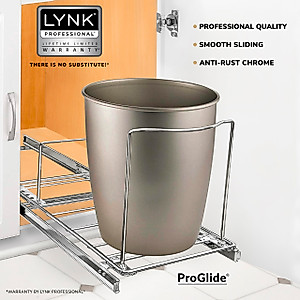 Lynk Professional® Pull Out Trash Can Under Cabinet Slide Out Organizer, Slide Out Adjustable Shelf for Trash Cans, Laundry Hampers, and Bath Bins - Chrome (Trash Can Not Included)