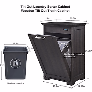 UpWiew Tilt Out Trash Cabinet Wooden, Single Door 10 Gallons, Espresso Finish+Black Top Panel