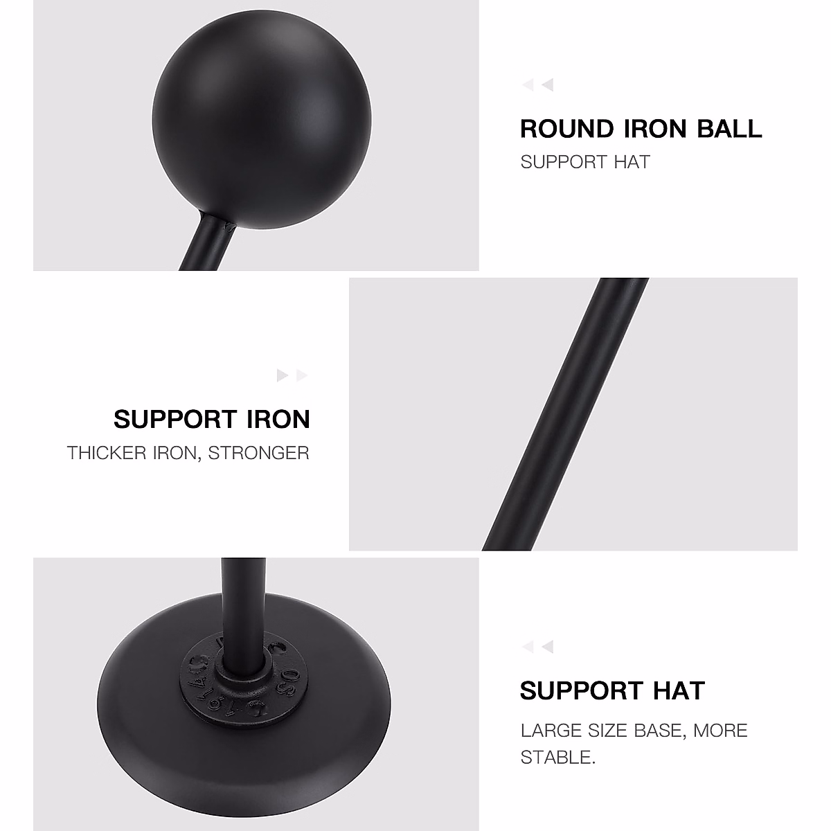 XIAO PEI Hat Holders Vintage Dome Shape Design Removable Metal Hat Rack/Helmet/Cap/Wig Storage Holder Display Stand. (2 Black)