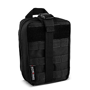 Scherber Premium IFAK Kit Trauma Pack | HSA/FSA Approved | Fully Stocked MOLLE Pouch w/CAT Tourniquet, HyFin Chest Seal, & Israeli Bandage | Trauma Kit for Gunshot, Bleeding, Major Wound Care (Black)