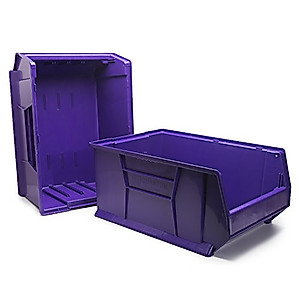 YumJunkie Purple Plastic Storage Container - Stack and Lock Stacking Bins - Toy & Tool Industrial Storage Container