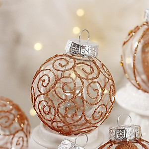 MoonXmas Christmas Ornaments Set, 2.75"/70MM Red Clear Plastic Shatterproof Christmas Tree Hanging Decorations, for Indoor Home Halloween Thanksgiving Xmas Decor - 6Pcs.