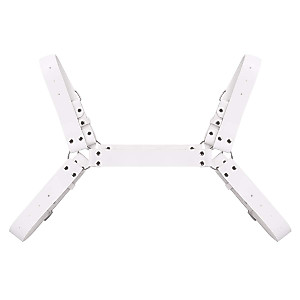 PU Leather Chest Harness Strong And Sturdy Shoulder Strap Body Comfortable Belt Punk Gothic Cosplay Clubwear Costume for Mens (White B)