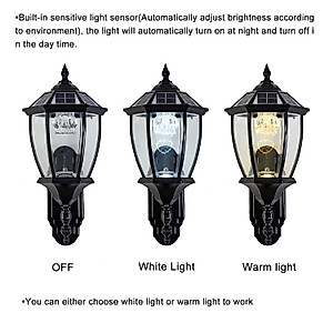 Lovefindahome Solar Wall Lamp with Light Sensor,Waterproof Wall Light Outdoor Wall Sconce Led Hexagonal Light Fixture for Wall, Garage, Front Porch,Fence, Yard,Black