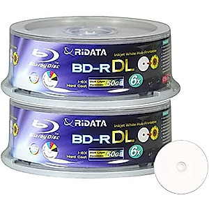 Ritek 50GB BD-R DL Dual-Layer Blu-Ray Writable Disc, 6x, 25pk