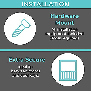 Toddleroo by North States 103" Wide Extra Wide Swing Baby Gate, Made in USA: Oversized Spaces. No Threshold. One Hand Operation. Hardware Mount. Fits 60"- 103" Wide (27" Tall, Sustainable Hardwood)