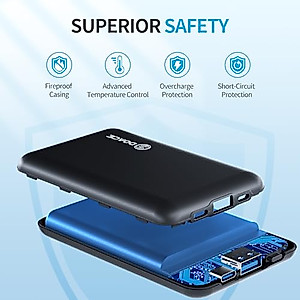 DOACE 5V 2A/ 5V 3A Battery Pack for Heated Vest/Jacket/Pants, 10000mAh Power Bank Rechargeable, USB-C Portable Charger with 15W Power Delivery (Input & Output) for iPhone 14/13/12 Series, S10, Pixel 4