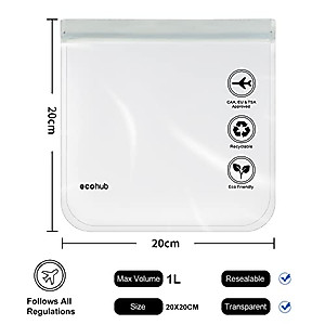 ECOHUB Clear TSA Approved Toiletry Bag 2 Pack 100% 3-1-1 Compliant Quart Size Travel Toiletry Bag TSA Liquid Bag Travel Essentials Clear Travel Bags for Toiletries for Women Men (2pcs Grey)