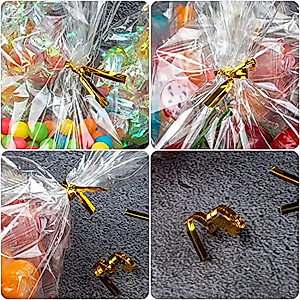 Zcintert Clear Cello Cellophane Treat Bags, 100 Pcs - 5.9" x 7.8"(2mils), Plastic Gift Bags for Candy, Party Favor, Cookies, Candies Packaging, with 4” Twist Ties