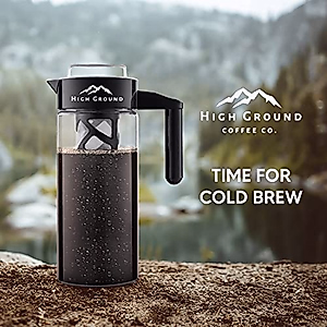 High Ground - Cold Brew Coffee Maker, Tea Brewer, Mesh Filter, 1.3L (44oz) BPA Free Iced Coffee Maker
