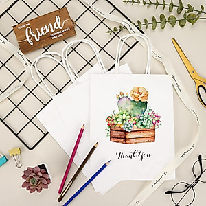 Moretoes White Paper Bags with Handles 110pcs, 8x4x10 Inch Bags, Medium Sizes Gift Bags for Small Business Shopping Retail Birthday Wedding Sacks, Party Favor Bags