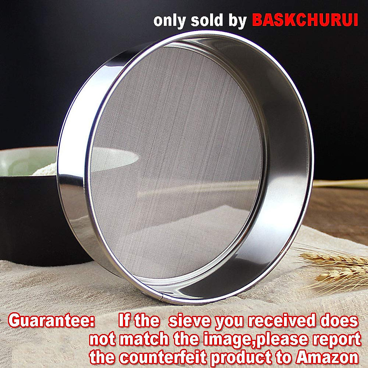 Flour Sifter for Baking - Flour Sieve Fine Mesh (6 Inch 60 Mesh) -Premium Rustproof Stainless Steel