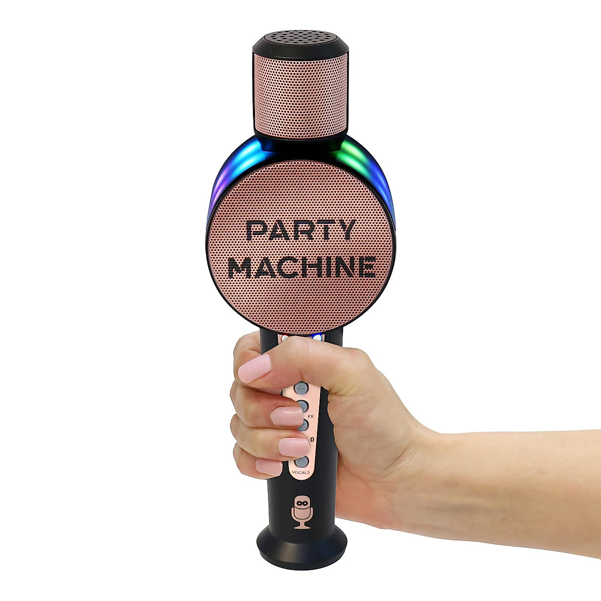 Singing Machine Wireless Karaoke Microphone for Kids & Adults, Party Machine Mic (Rose Gold) - Portable Handheld Bluetooth Microphone with Speaker & Voice Changer Effect - Karaoke Mic for Singing