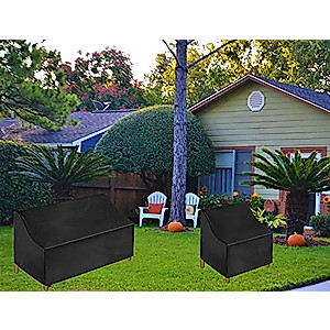 delightLife Patio Furniture Sofa Cover, Outdoor Waterproof 600D 2-3 Seater Loveseat Black Cover, Buckles Drawstring and Air Vent Design (90" Wx34 Dx32 H)