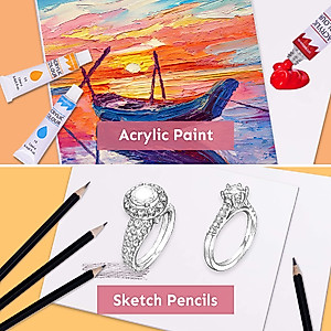 85 Piece Deluxe Wooden Art Supplies, Art Kit with Easel and Acrylic Pad, Art Set for Teens, Adults and Artist Beginners, Creative Gift Box with Wooden Case, Sketching Pencils, Artist brushes