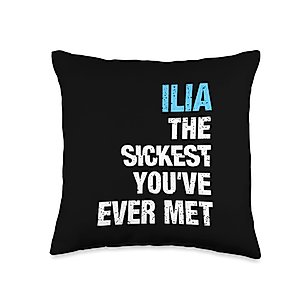 Custom Ilia Gifts & Accessories for Men Ilia The Sickest You've Ever Met Personalized Name Throw Pillow, 16x16, Multicolor