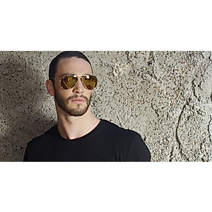 Eagle Eyes CLASSIC AVIATOR Sunglasses - Stainless Steel Frame (Gold, 57mm), Polarized Lenses