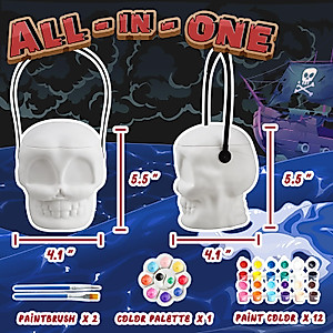 FUNZBO Paint Your Own Lamp, Art & Craft Supplies Skull Painting Kits, Arts and Crafts for Kid Teen Adult, DIY Night Light Toys Christmas Gift for Toddler Girl Boy Age 3 4 5 6 7 8 9 10 11 12 13