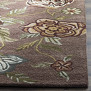 SAFAVIEH Blossom Collection 8' x 10' Brown/Multi BLM920A Handmade Floral Premium Wool Area Rug