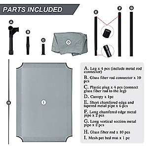 Heeyoo Elevated Dog Bed with Canopy, Outdoor Dog Cot with Removable Canopy Shade Tent, Portable Raised Pet Cot Cooling Bed for Dogs and Cats, 42 inches