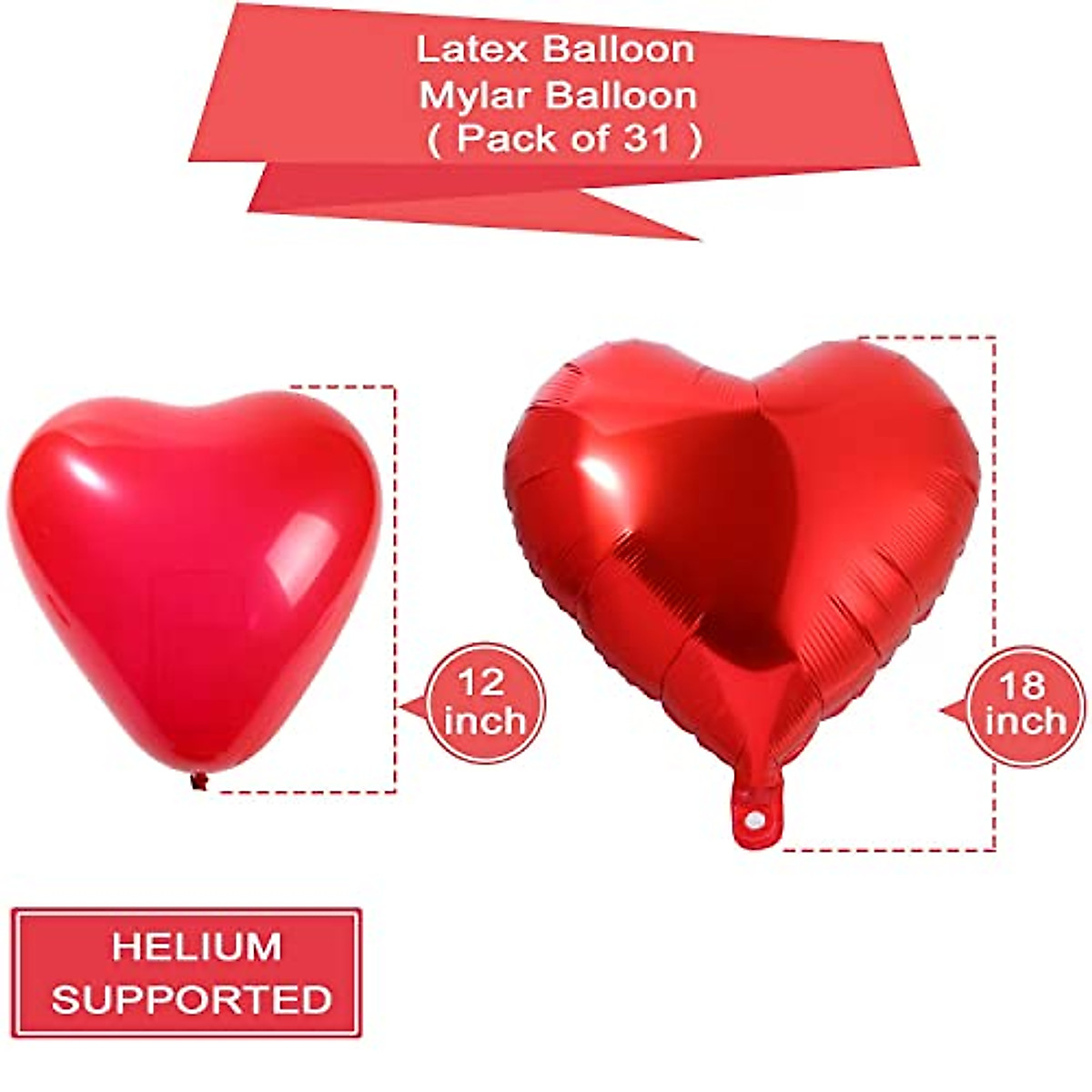 Golray 40 Pack I Love You Balloons and Heart Balloons Kit with 1000 Pcs Dark-Red Silk Rose Petals Wedding Flower Decoration Love-Bear Red Heart Balloons for Valentine Day Party Decorations