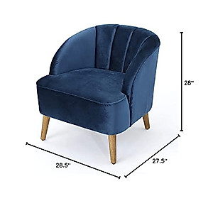 Christopher Knight Home Amaia Modern Velvet Club Chair, Cobalt / Walnut