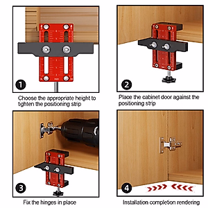Adjustable Cabinet Door Installation Positioner,Aluminum Alloy Cabinet Hardware Jig,Versatile Hardware Jig High Protective Woodworking Tool for Effortless Alignment,Cabinet Door Mount Locator