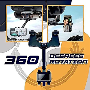 2022 Rotatable and Retractable Car Phone Holder - Rear View Mirror Phone Holder, Car Phone Holder Mount, 360-degree Rotation Adjustment, Easy to Install and Remove, for All Mobile Phones and All Car