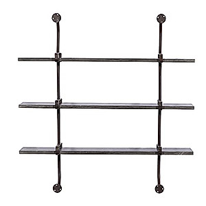 Deco 79 Wood 3 Shelves Wall Shelf, 38" x 10" x 39", Gray