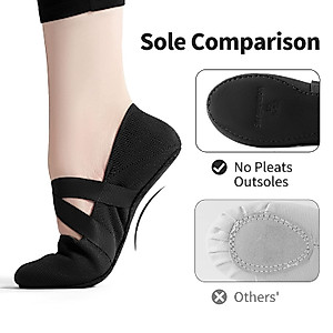 SANGEESON Ballet Shoes for Women(Leather Full Sole, Arch Support, Breathable), Jazz Shoes, Ballerina Shoes, Dance Shoes Women for Beginner, X, Size 8-8.5, Black