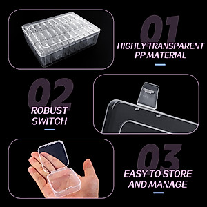 THYSSEN Bead Organizers,30Pcs Plastic Mini Clear Storage Cases with 1pcs Hinged Lid Rectangle Case,Bead Containers Transparent Boxes,for Jewelry Beading Crafts Screws Small Parts of Storage