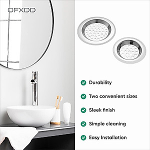 Kitchen Drain Catcher - Bathtub Drain Strainers 2.44 & 2.91 Inches - Tub Drain Hair Catcher - Stainless Steel Sink Strainer from Food Scraps, Hair, 2 Pcs