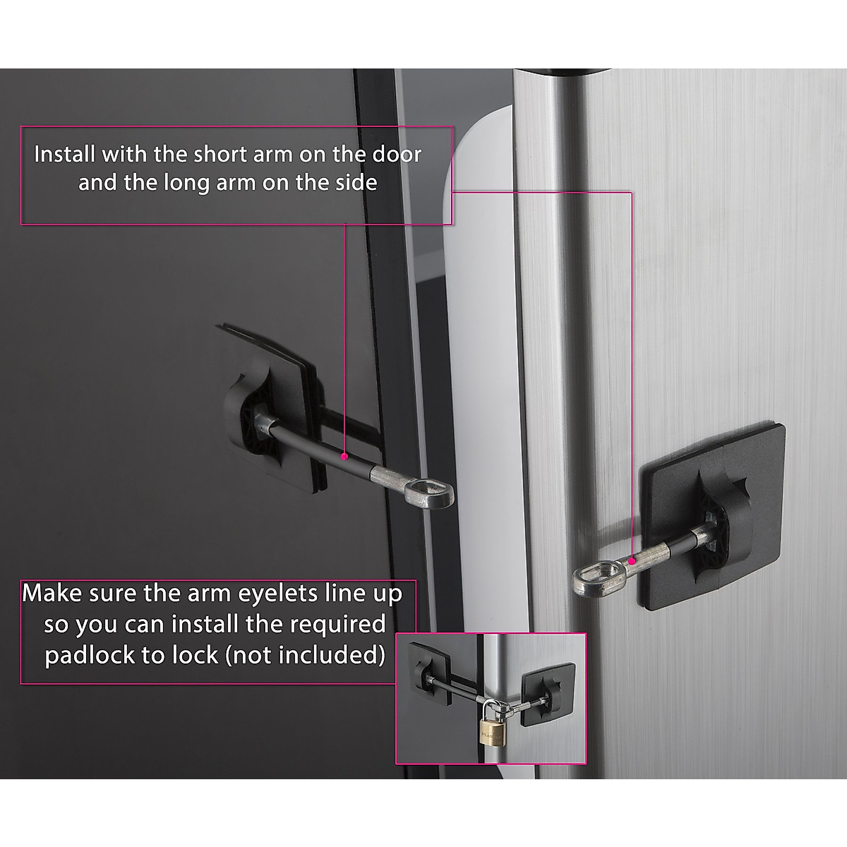 2-Pack Refrigerator Lock (2-Pack, Black Without Padlock),CSP-103.B.NP.2