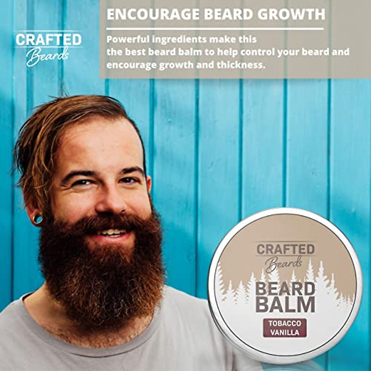 Crafted Beards - Beard Balm - Beard Wax - Mustache Wax - Light Hold - For a Softer, Smoother, Moisturized Beard - Made with All-Natural and Organic Ingredients - Leave in Conditioner (Tobacco Vanilla)