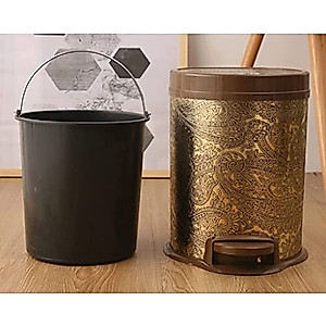 Trash Bin Trash Can Wastebasket Round Bathroom Step Trash Can, Durable Steel Pedal Garbage Bin Dual Buckets with Soft Close Step Garbage Can Waste Bin (Color : OneColor, Size : 8l/2.1gallon)