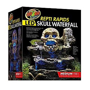 Zoo Med Repti Rapids LED Skull Waterfall Natural Rock Reptiles Terrariums Medium