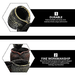 Happyyami 1 Set Succulent Plant Pots Resin Flower Planter Decorative Flower Pot Small Planter pots Table Pen Holder Small Flower Pot The Office Decor Small Planting Flowerpot Ashtray Counter