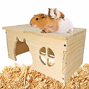 Wooden Guinea Pig Hideout, Chinchilla House, Baby Rabbit House, Dwarf Bunny Hut Hideout Wood, Small Animal Hideout for Rats, Hedgehog