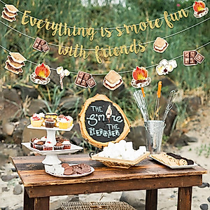 Fangleland S’more Banner Decorations - Everything Is S’more Fun with Friends Bonfire Camping Themed Garland Hanging Decors Birthday Gender Reveal Pregnancy Celebration Party Supplies