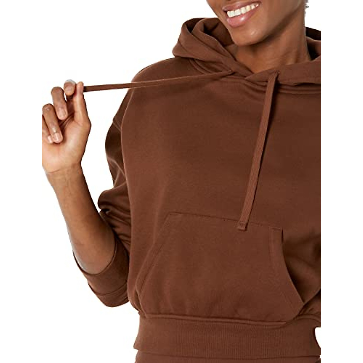 Amazon Essentials Women's Crop Hoodie Sweatshirt (Available in Plus Size), Deep Brown, Medium