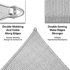 INFRANGE 18'x22' Sun Shade Sail Rectangle Canopy Cover with A Ring Steel Wire UV Block for Outdoor Patio Garden Backyard (Light Gray)