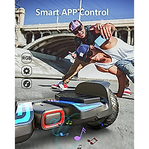 Gyroor Hoverboard for Adults and Kids,700W Motor & Solid Tires,Off Road All Terrian,Hoverboard for Adults Twith Bluetooth Speaker & LED Lights, UL2272 Certificated