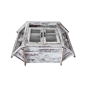 weselon Corner TV Stand, 44 Inch Farmhouse Entertainment Center with Storage Shelves, Living Room Cabinet TV Media Console Table for TV Up to 48 Inch (Antique White)